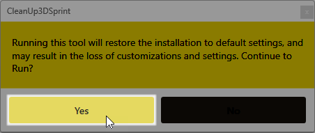 Reset 3D Sprint to default options/settings