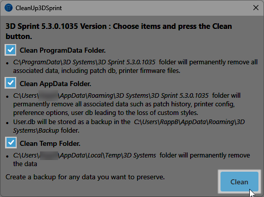 Reset 3D Sprint to default options/settings